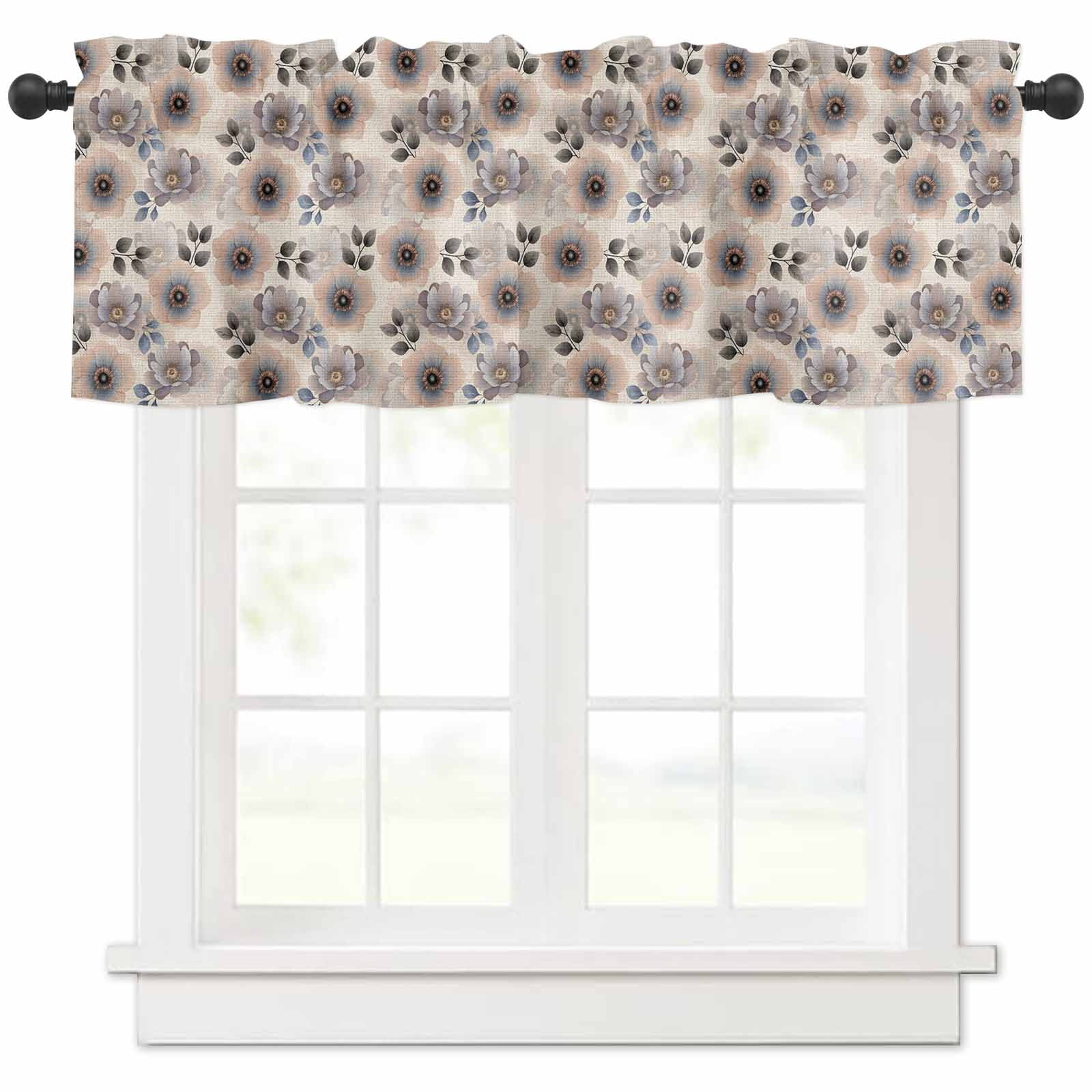 Spring Flowers Valances for Windows Farmhouse Kitchen Curtains Valances ...