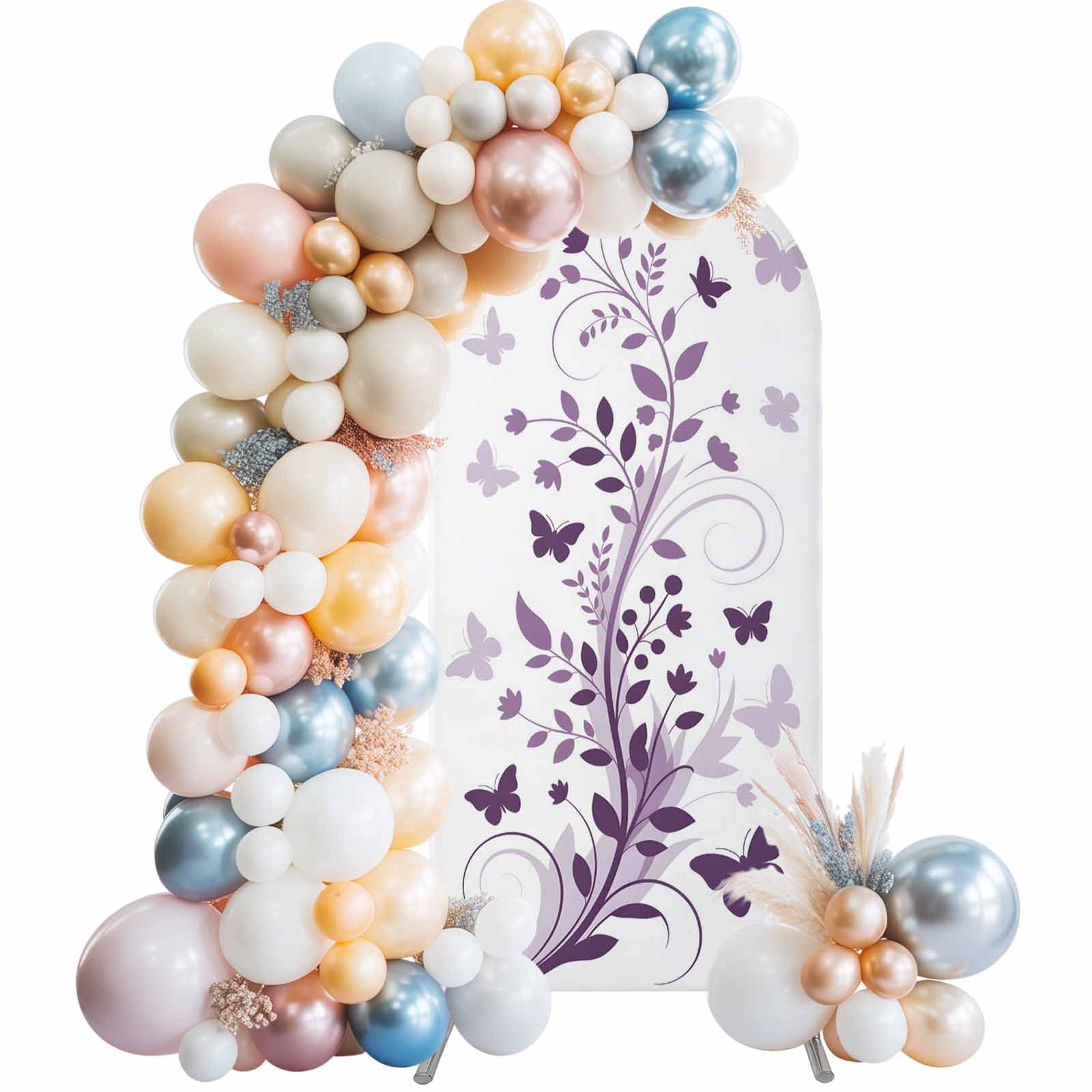 Spring Flowers Wedding Arch Backdrop Cover 6.6FT ,Spandex Fitte Purple ...