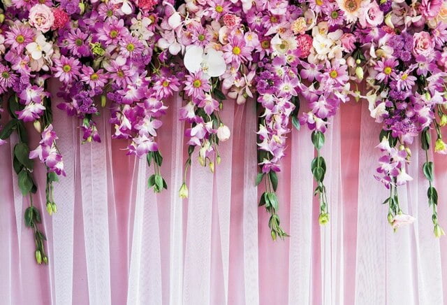 Spring Flowers Wedding Luxurious Stage Curtain Birthday Party ...