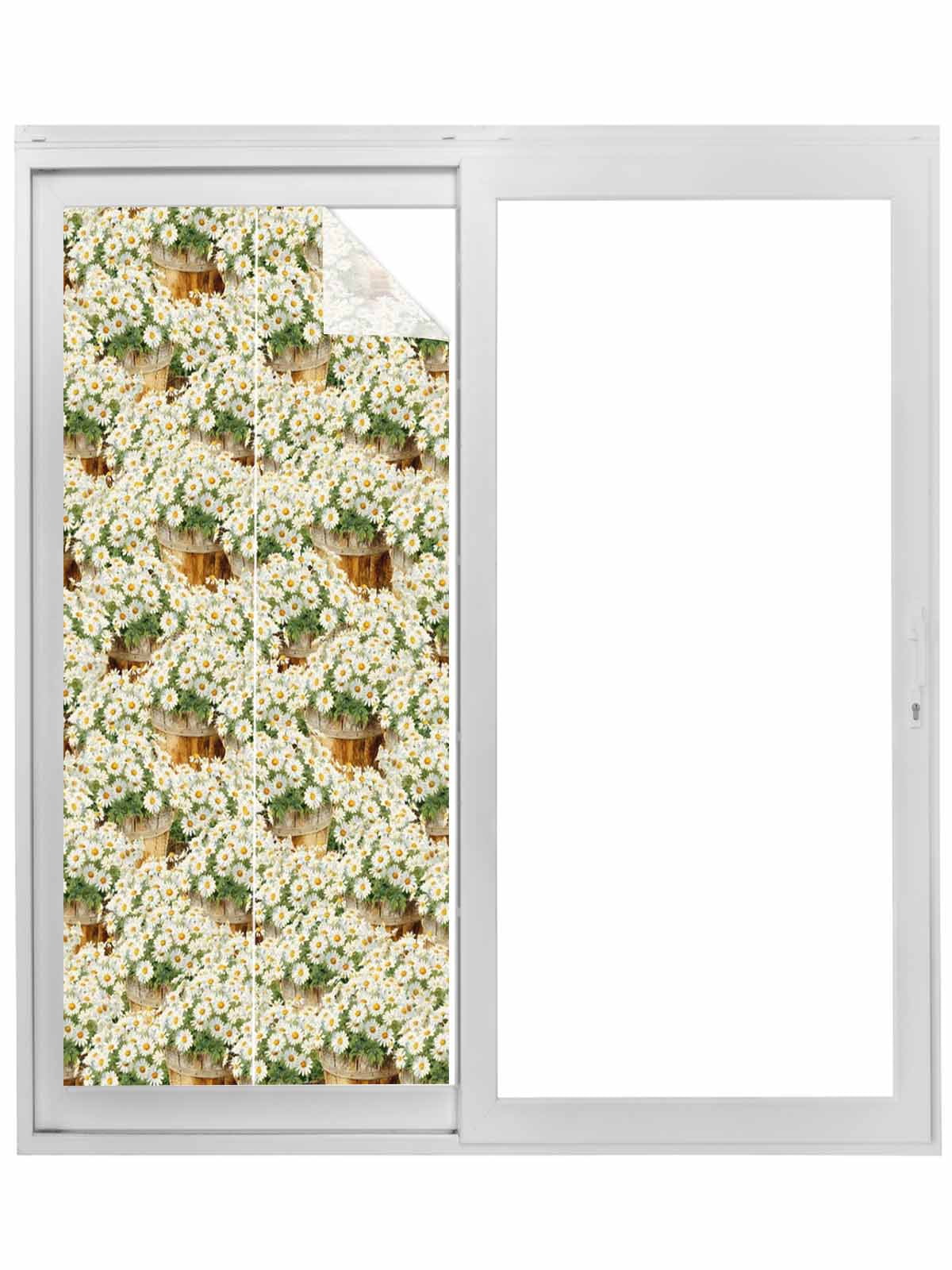 Spring Flowers Window Privacy Film, Botanical Blossom White Daisy ...