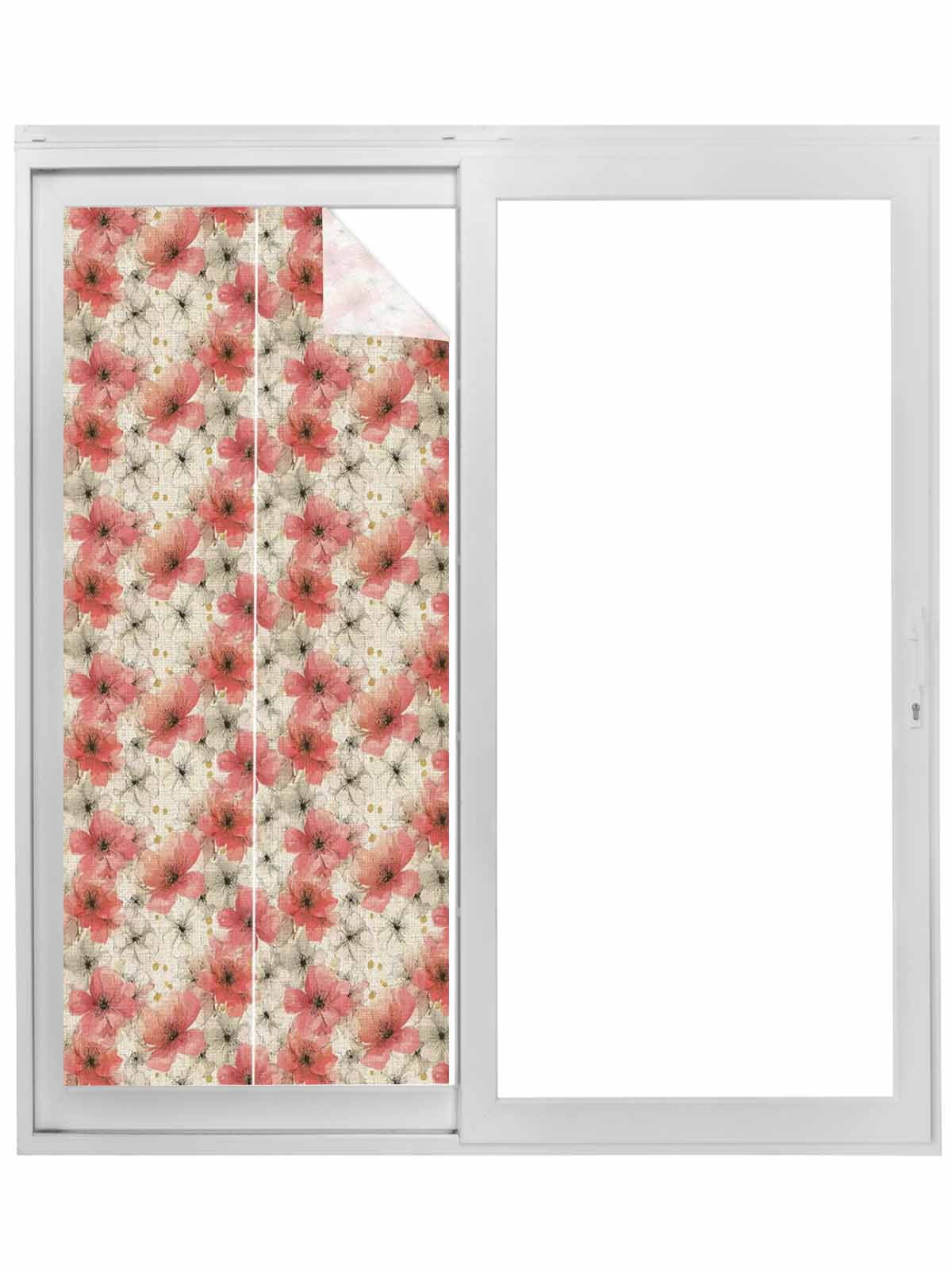 Spring Flowers Window Privacy Film, Chinese Botanical Pink White Blooms ...