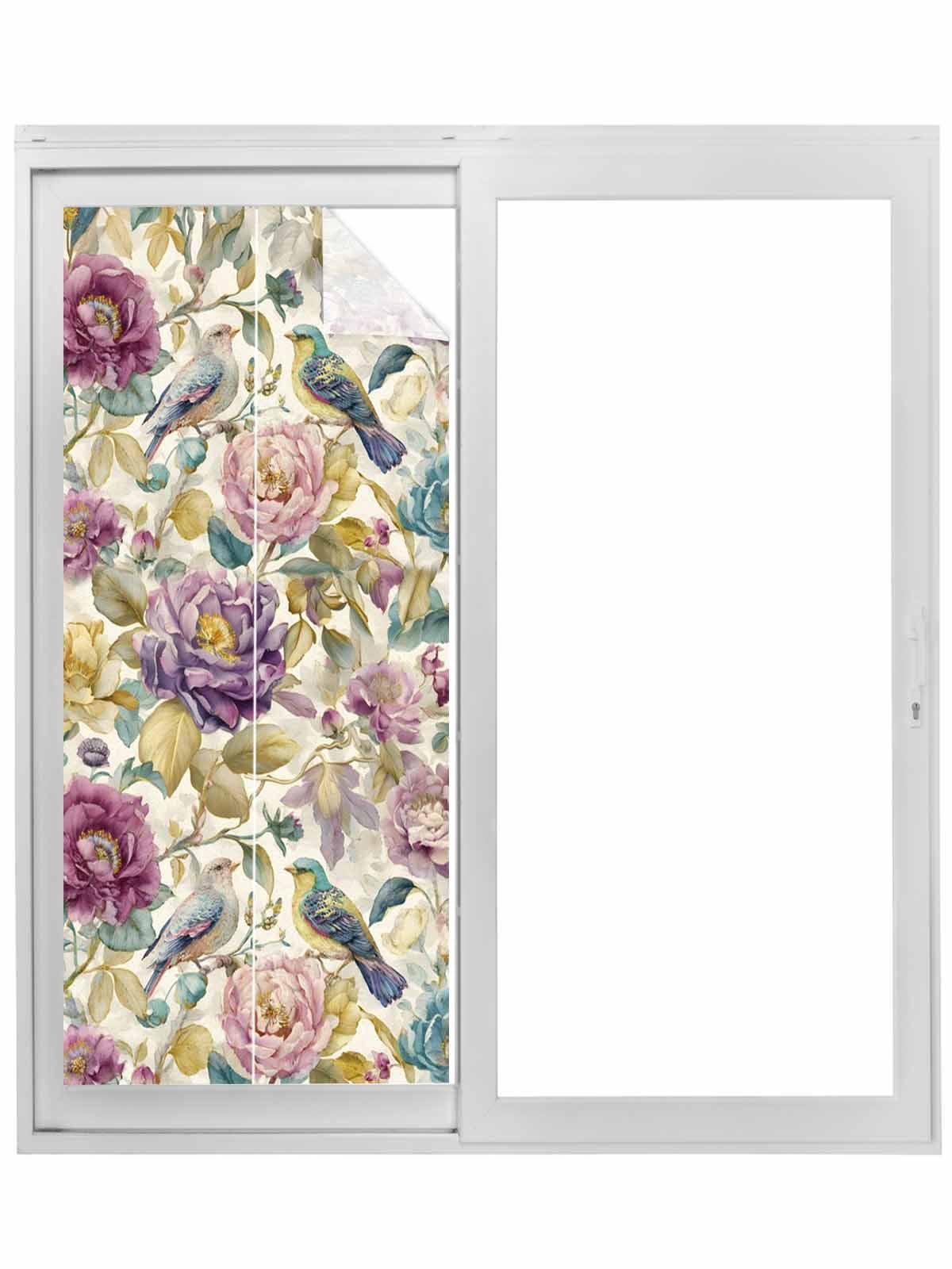 Spring Flowers Window Privacy Film, Farmhouse Botanical Blossom Floral ...
