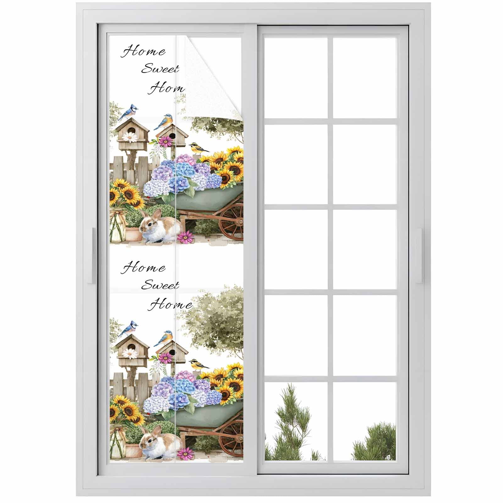 Spring Flowers Window Privacy Film, Farmhouse Garden Hydrangea ...