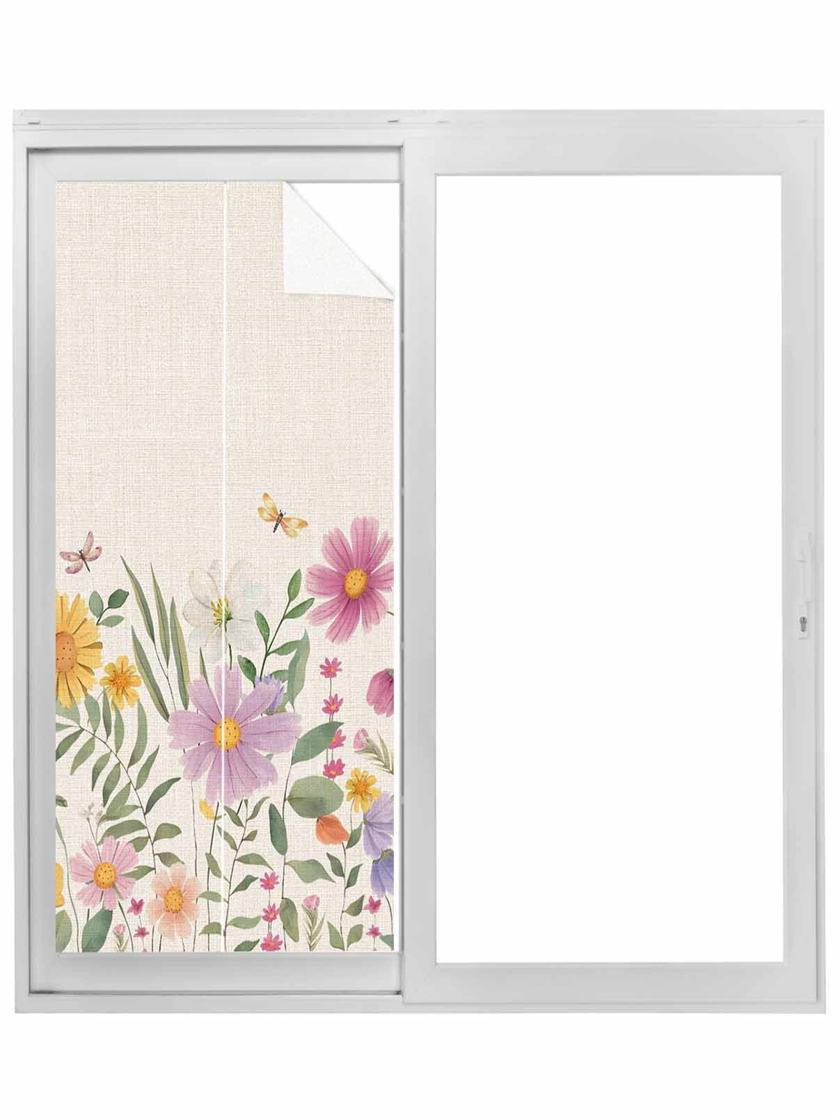 Spring Flowers Window Privacy Film Stained Glass Window Film Decorative ...