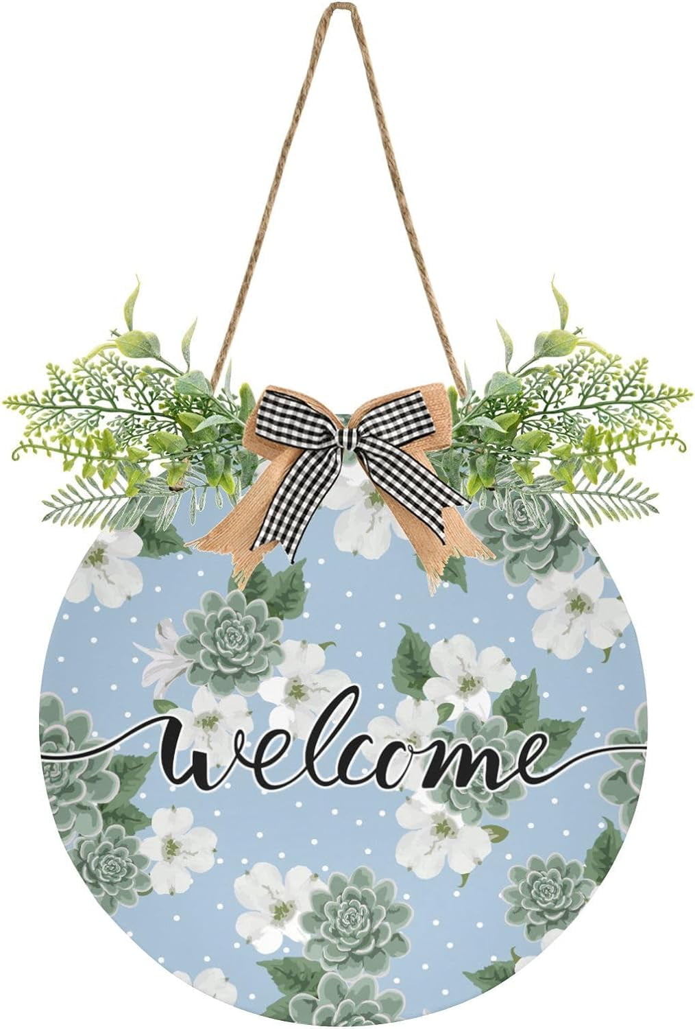 Spring Flowers and Cute Succulent Welcome Sign Farmhouse Front Porch ...