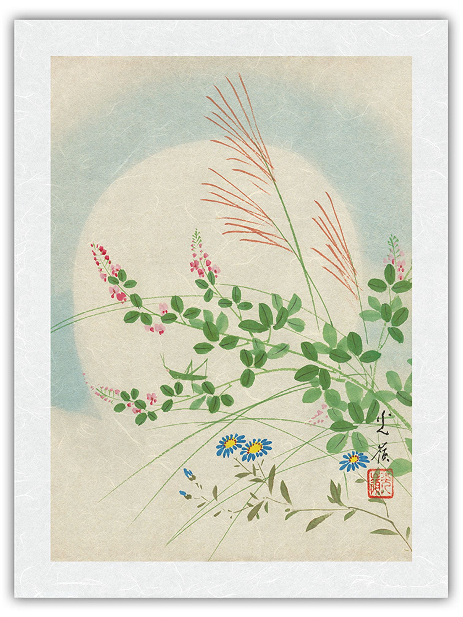 Spring Flowers and Grasses - Vintage Japanese Watercolor Painting by ...