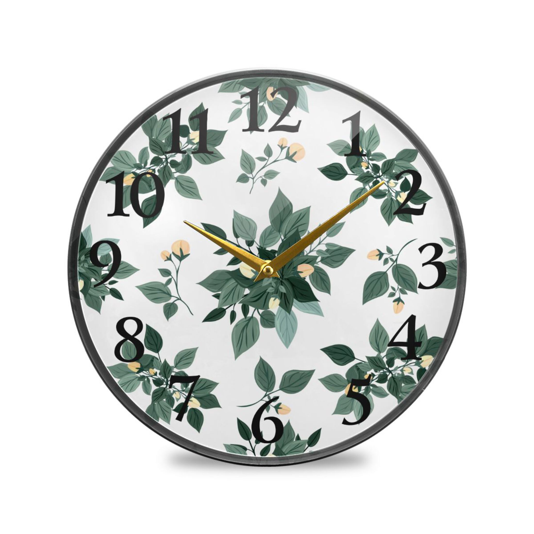 Spring Flowers and Leaves Wall Clocks Battery Operated 11.9 Inch Round ...