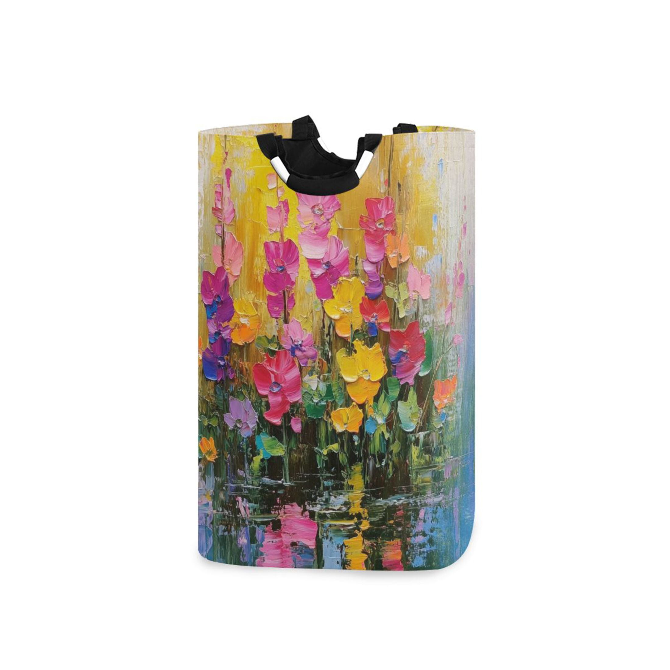 Spring Flowers in Bloom Laundry Basket with Handles 50L Collapsible ...