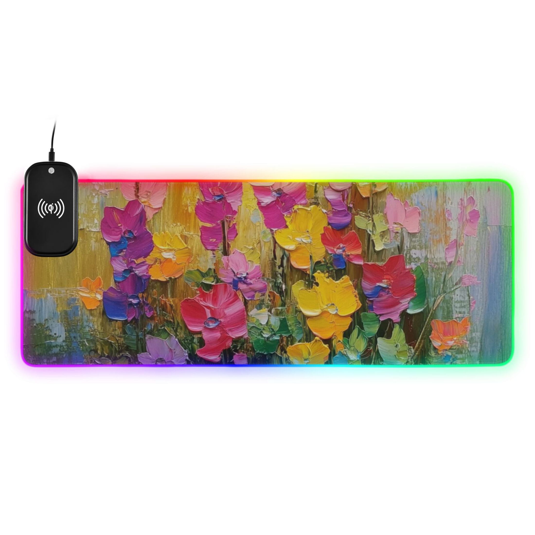 Spring Flowers in Bloom Wireless Charging RGB Gaming Mouse Pad Large ...