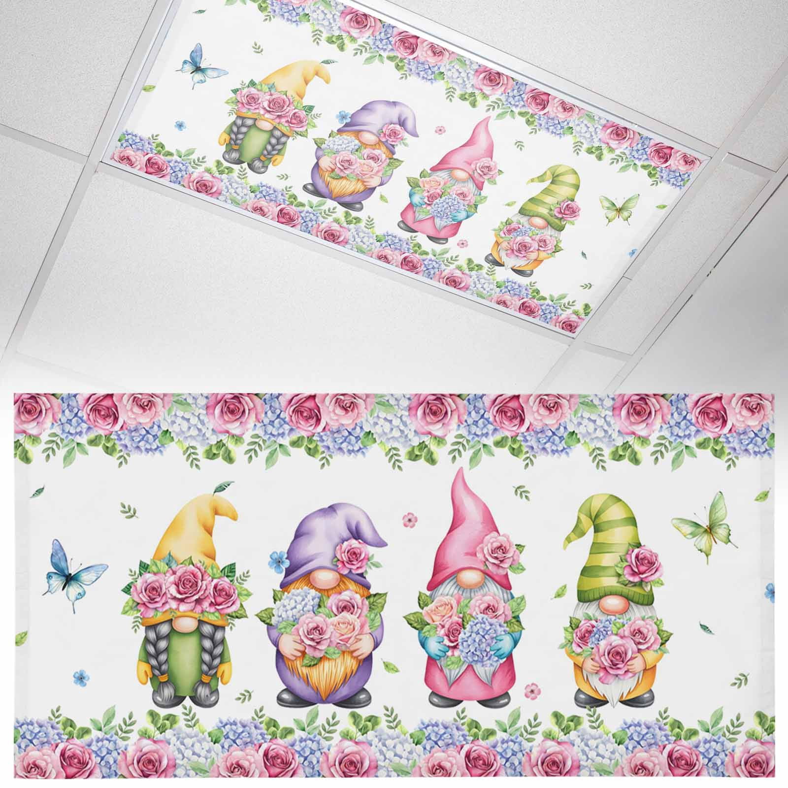 Spring Fluorescent Light Covers Purple Pink Green Rose Floral Leaf ...