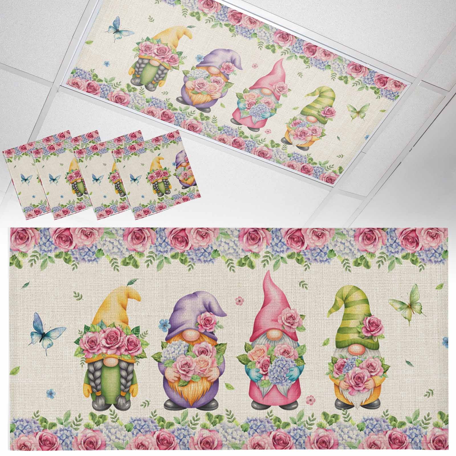 Spring Fluorescent Light Covers Purple Pink Green Rose Floral Leaf ...