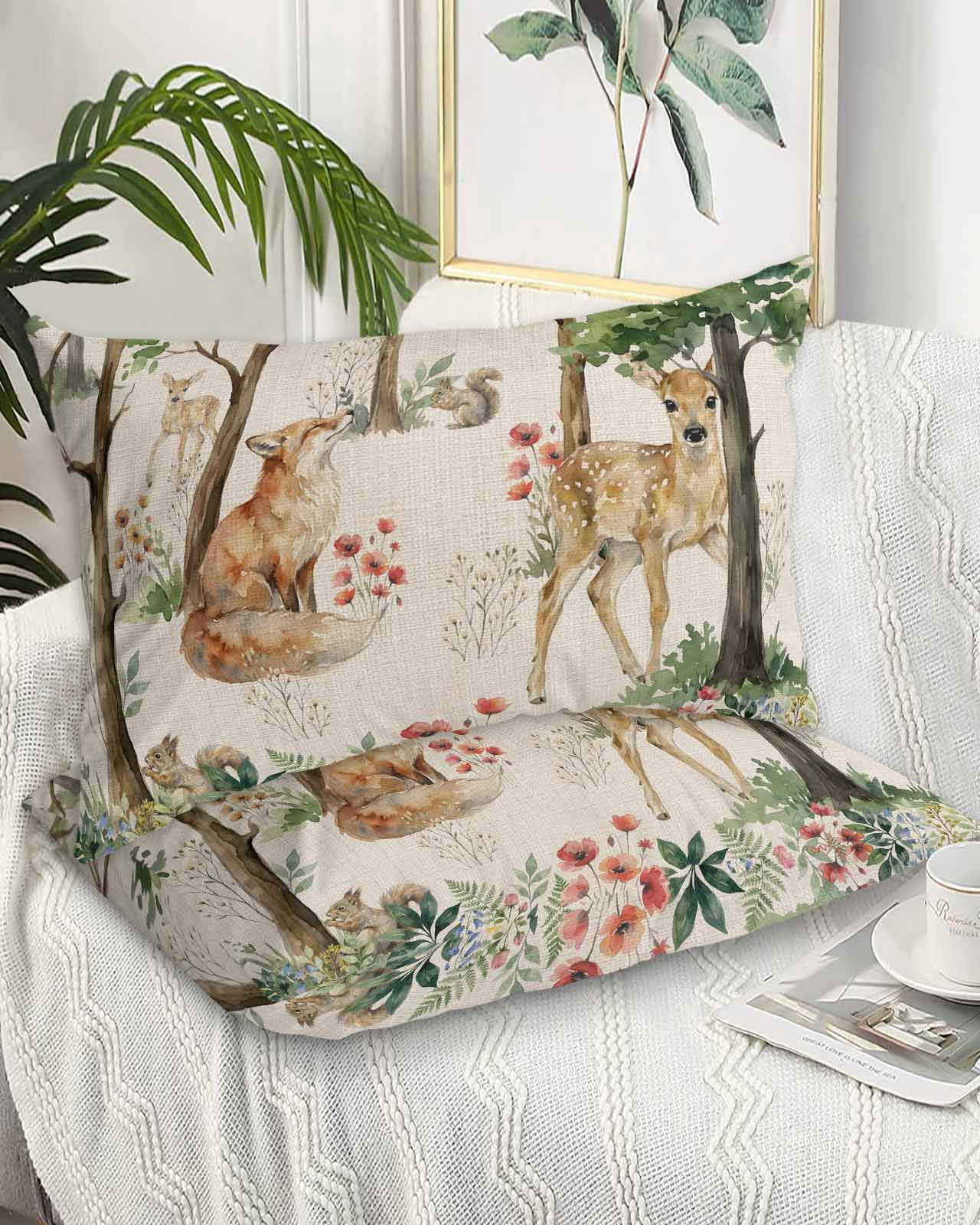 Spring Forest Animals Queen Pillow Cases Set of 2 - Microfiber Bed ...