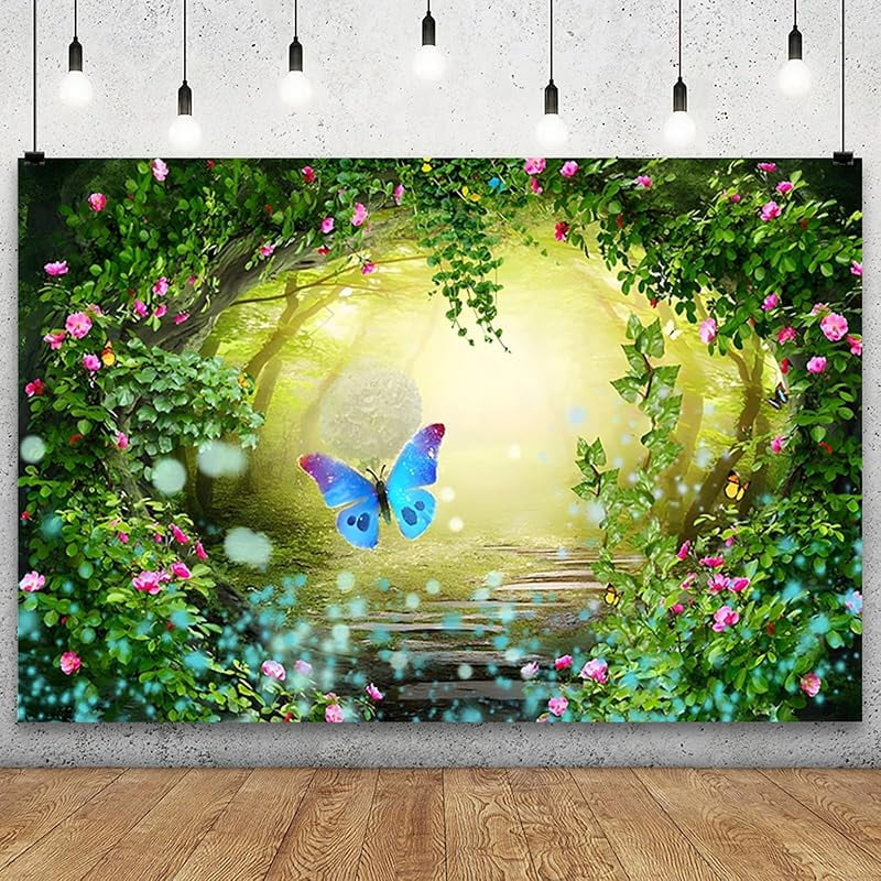 Spring Forest Backdrop Enchanted Garden Pink Flowers Leaves Fairy Tale ...