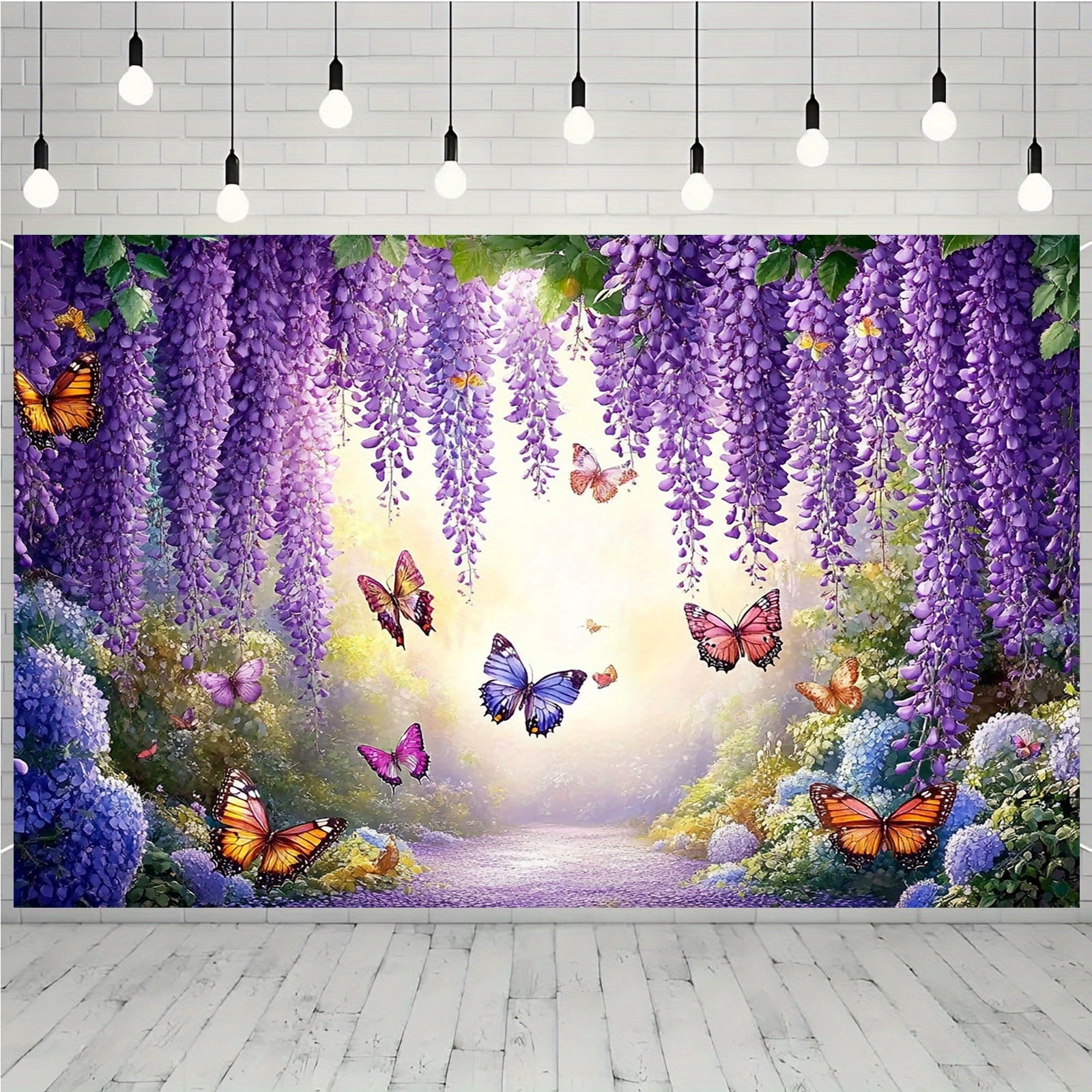 Spring Forest Backdrop Enchanted Garden Purple Wisteria Leaves Fairy ...