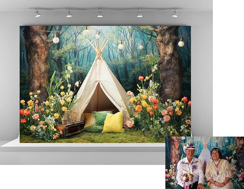 Spring Forest Backdrops for Photography Camp Tents Background Colorful ...