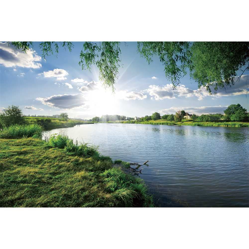 Spring Forest Gard Photography Backdrop Gre Tree River Flower Blossom Photo Studio Background ...