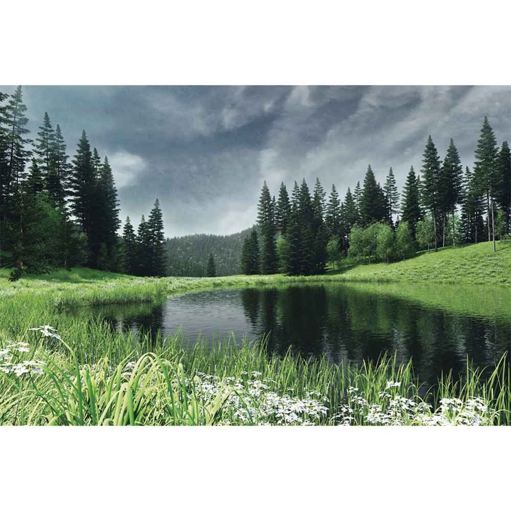 Spring Forest Gard Photography Backdrop Gre Tree River Flower Blossom ...