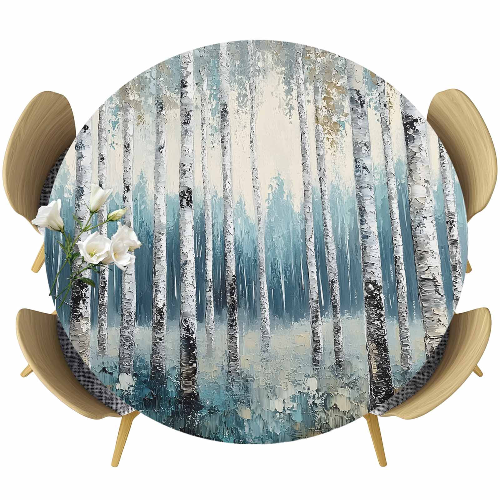 Spring Forest Round Tablecloth 45-54 Inch Round Fitted Table Cloth with ...