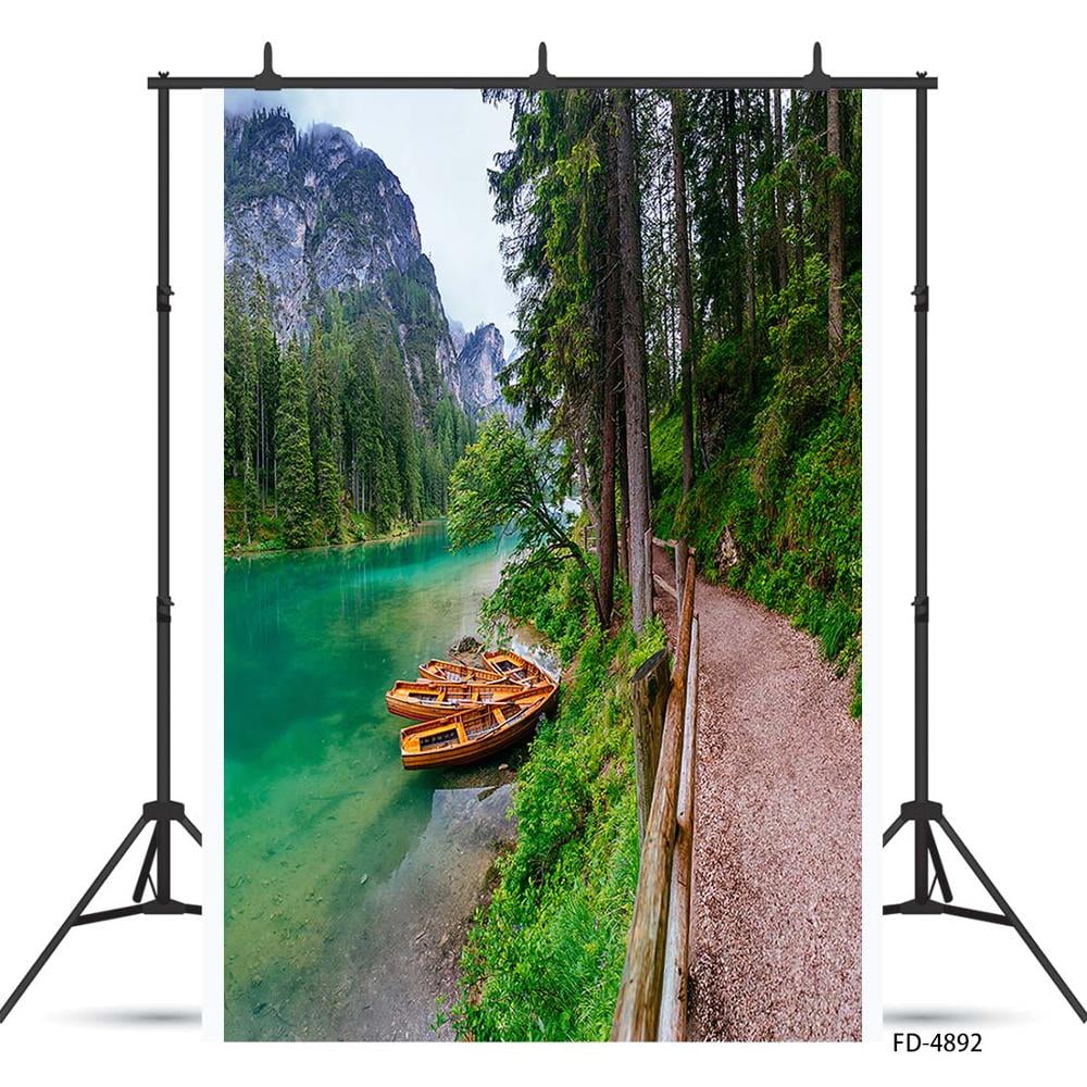 Spring Forest Scenic Woods Path River Boat Scenery Background Children ...