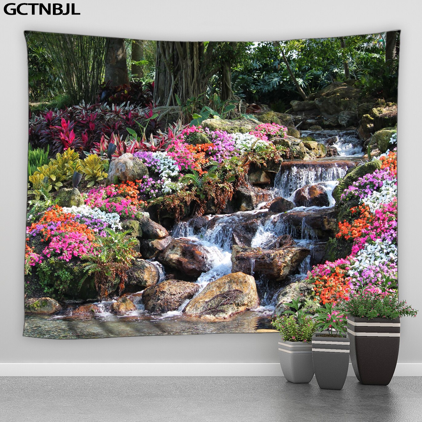 Spring Forest Waterfall Landscape Tapestry Wall Hanging Nature scenery ...