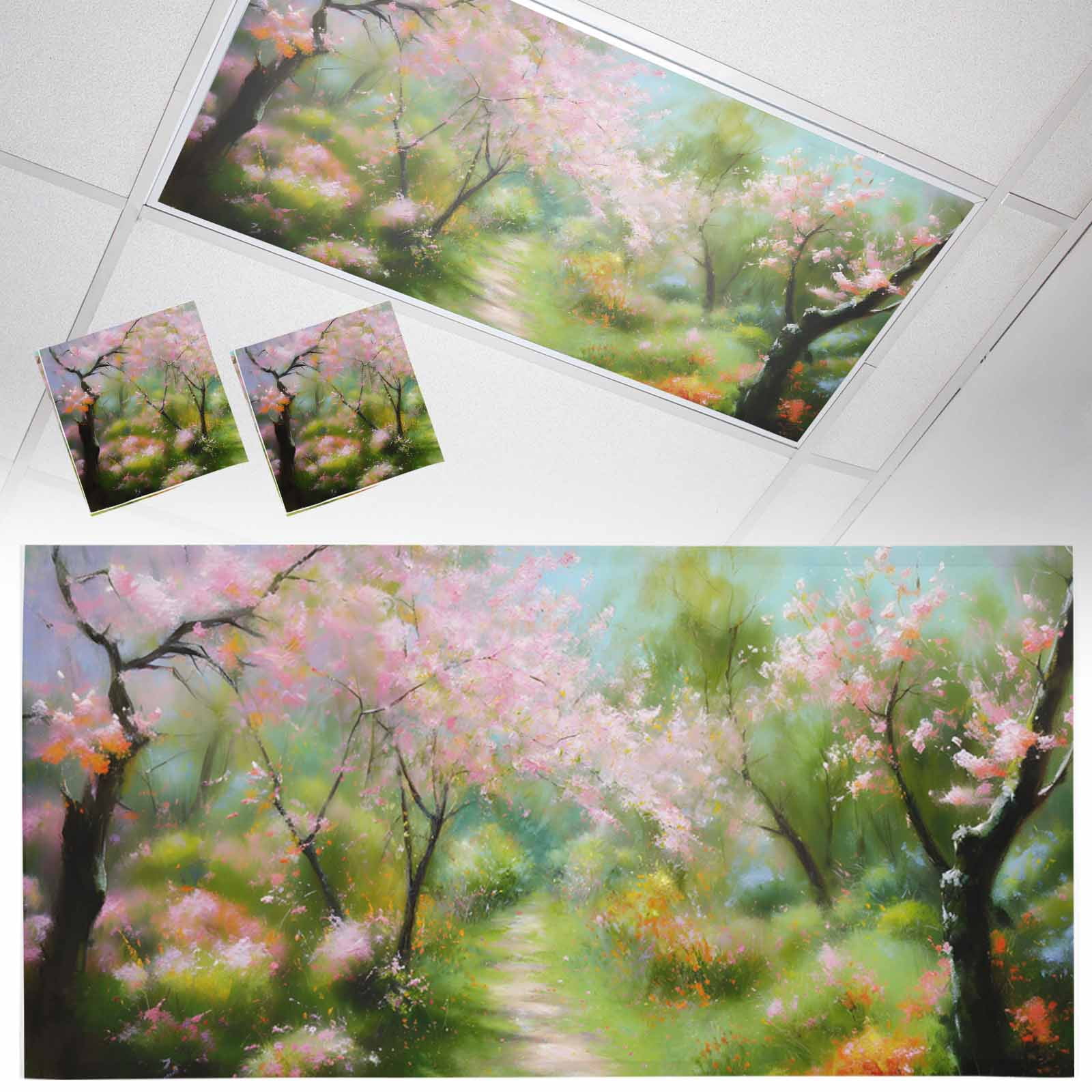 Spring Forests Fluorescent Light Covers Oil Painting Pink Trees Green ...