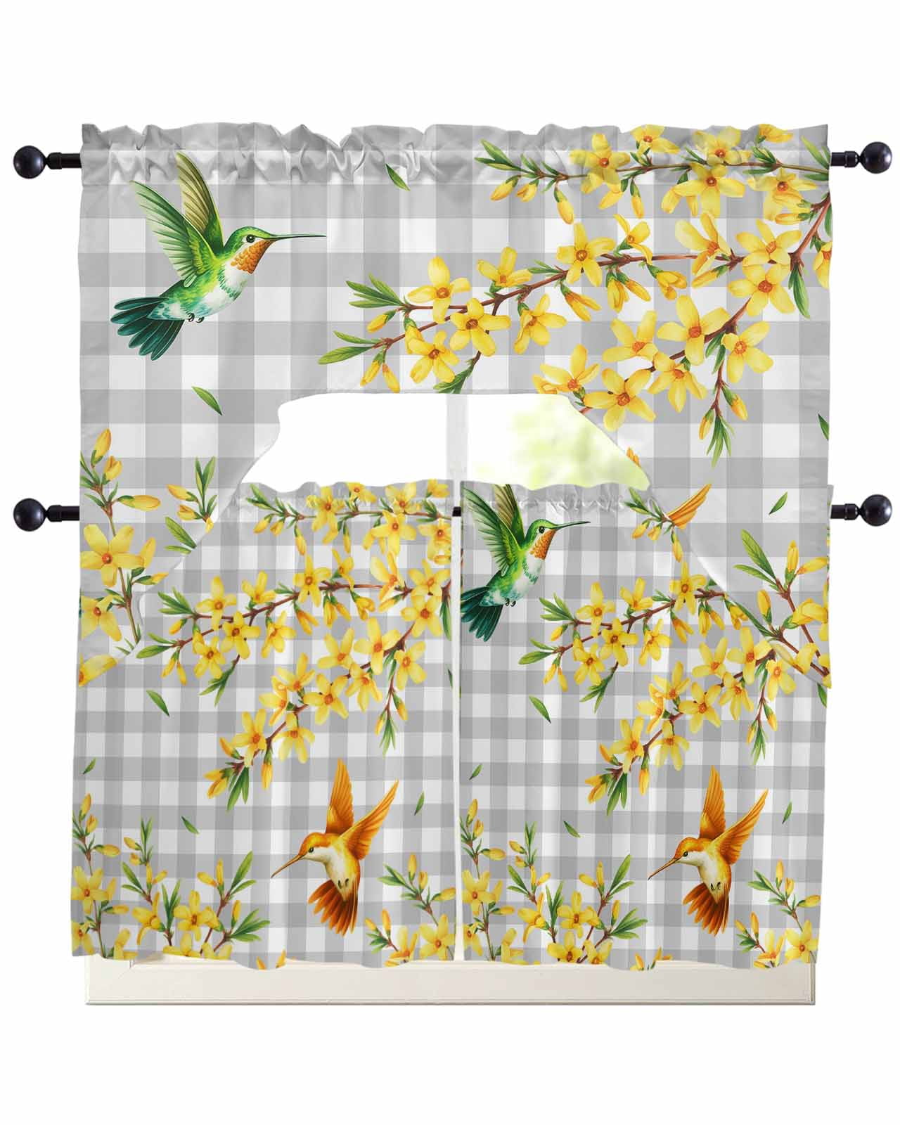 Spring Forsythia Flowers Swag Curtains for Living Room/Bedroom Windows ...