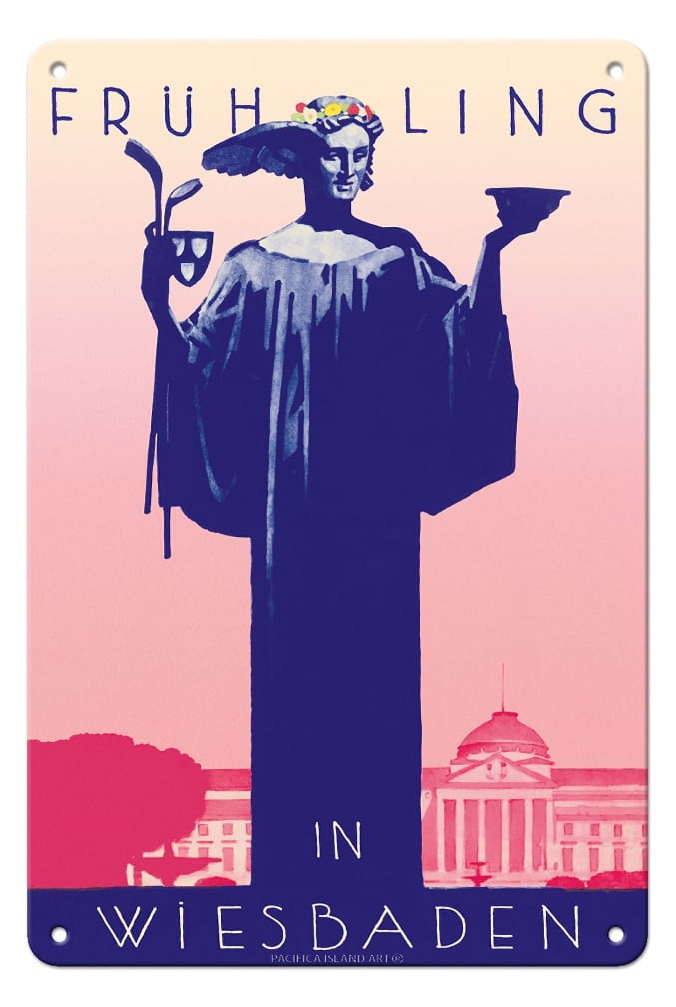 Spring (Frühling) in Wiesbaden Germany - Vintage Travel Poster by ...