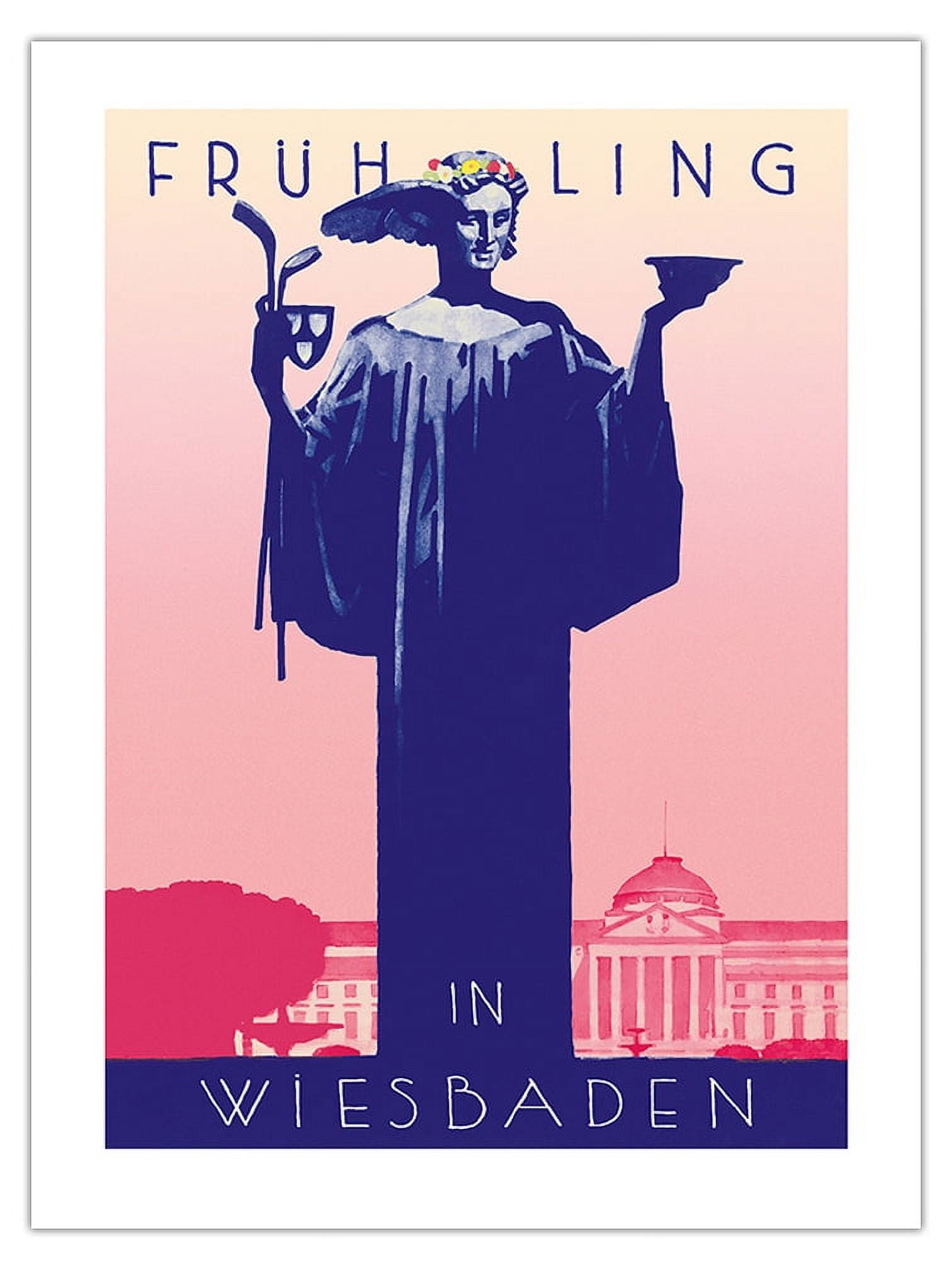 Spring (Frühling) in Wiesbaden Germany - Vintage Travel Poster by ...