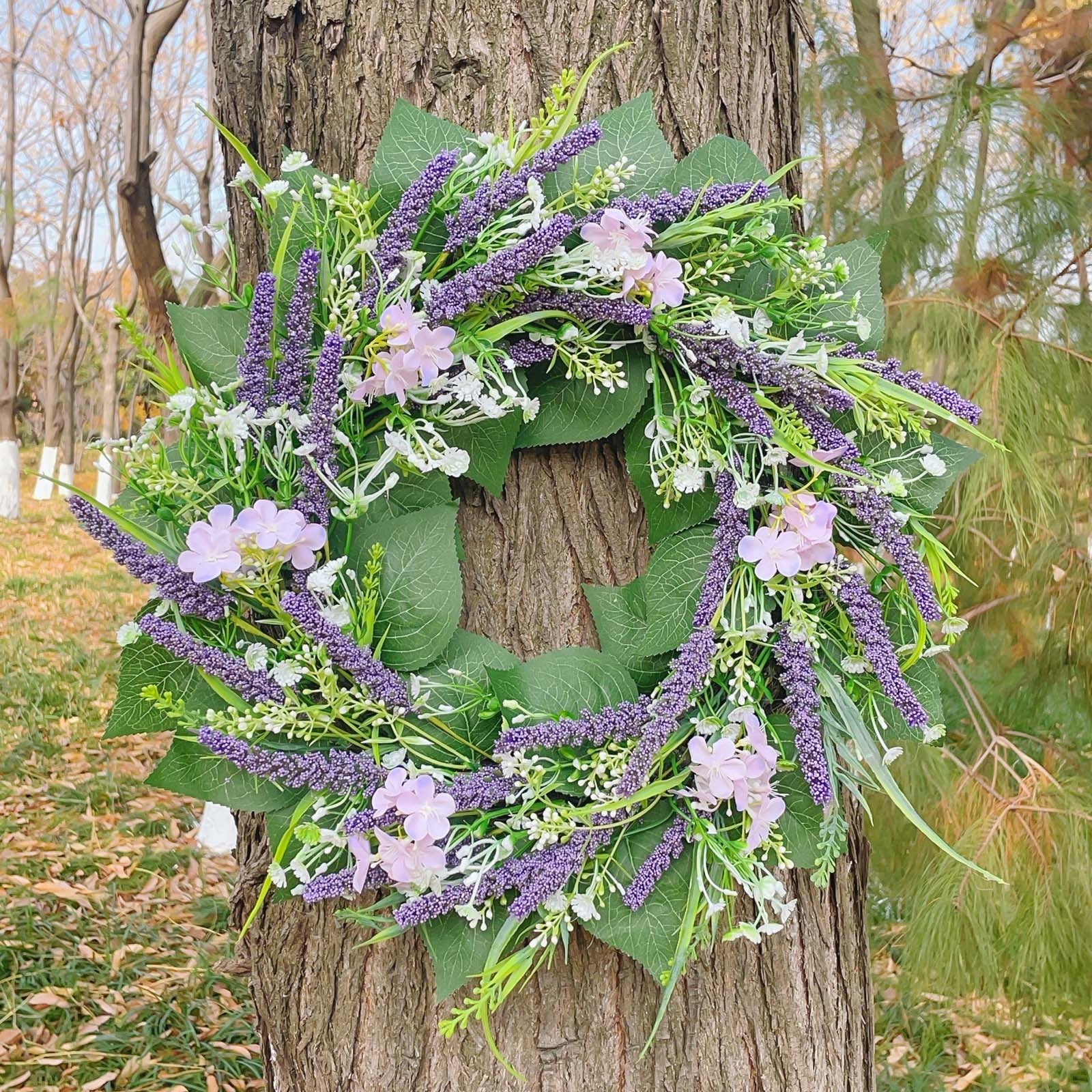 Spring Fragrant Flower Garland - Outdoor Front Door Decor with Leaves ...