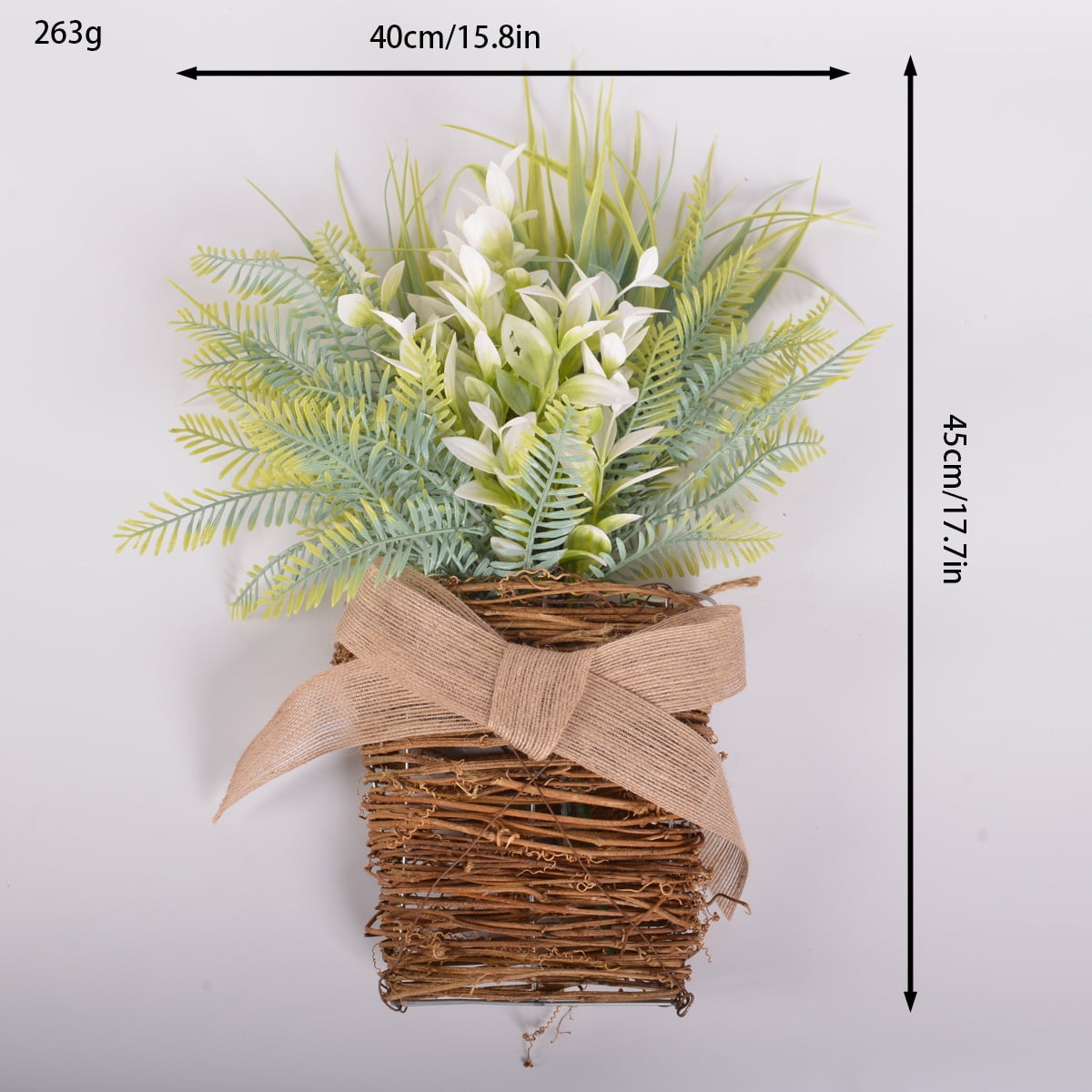 Spring Front Door Flower Basket, Artificial Greenery Ferns for Offices ...