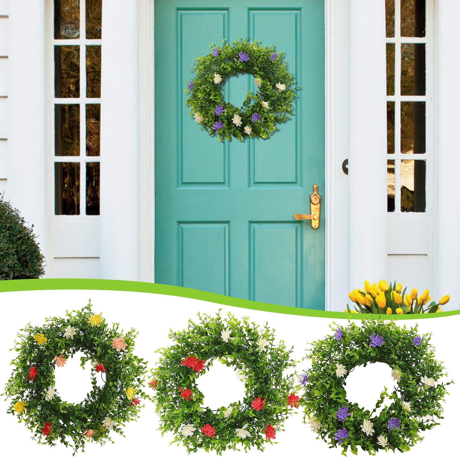 Spring Front Door Wreath | Artificial Summer Welcome Garland | Immortal ...