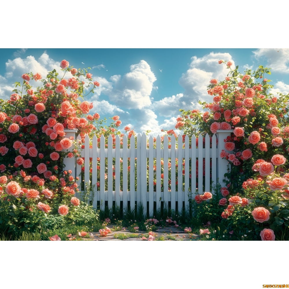Spring Gard Flower Backdrop Gre Grass Floral Wall Fce Bridal Shower ...