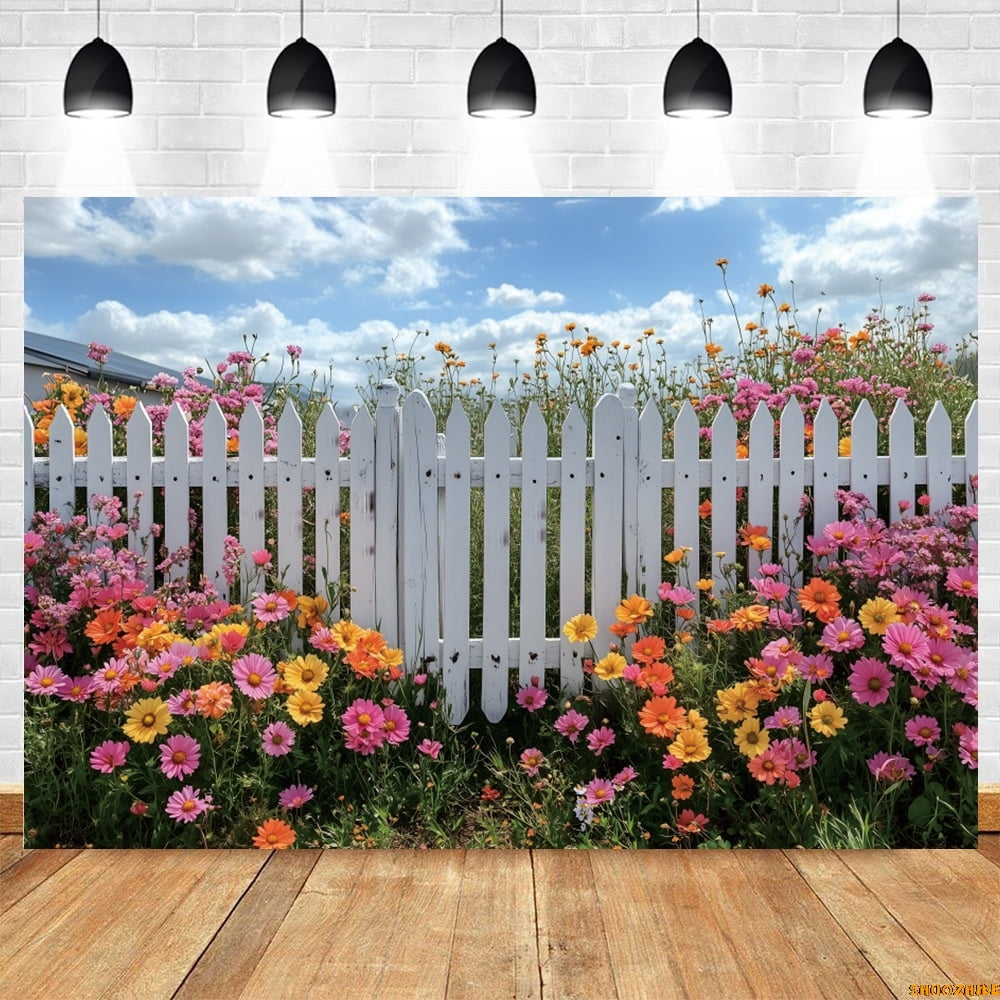 Spring Gard Flowers Fce Backdrop Natural Sce Gre Grass Floral Easter Kids Portrait Photography ...