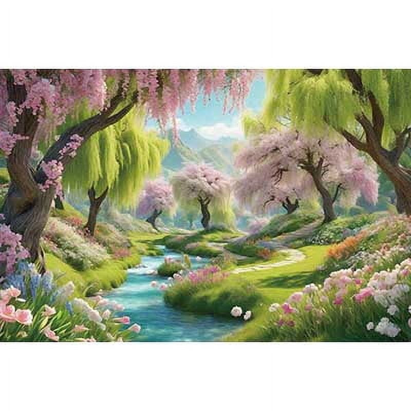 Spring Gard Park Backdrop Gre Tree Pink Cherry Blossom Photography ...