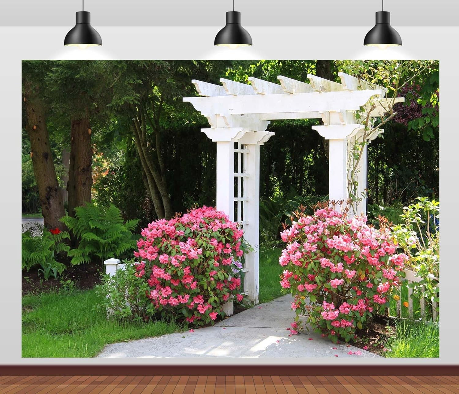 Spring Garden Arbor Backdrop Secret Garden Floral Background White ...