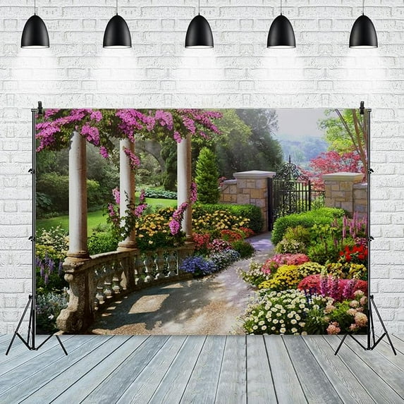 Spring Garden Backdrop Blooming Flowers Photography Background Bridal ...
