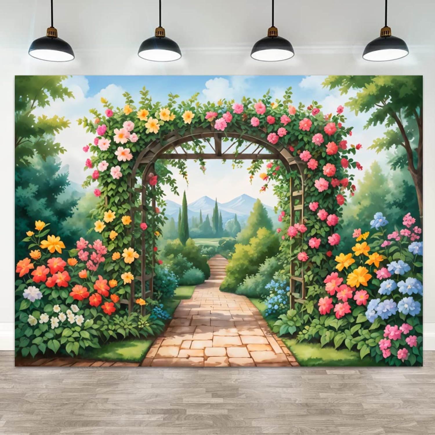 Spring Garden Backdrop Colorful Flowers Green Trees Photography ...