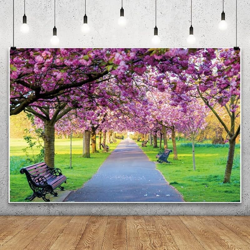 Spring Garden Backdrops for Photography Pink Cherry Blossom Flower ...