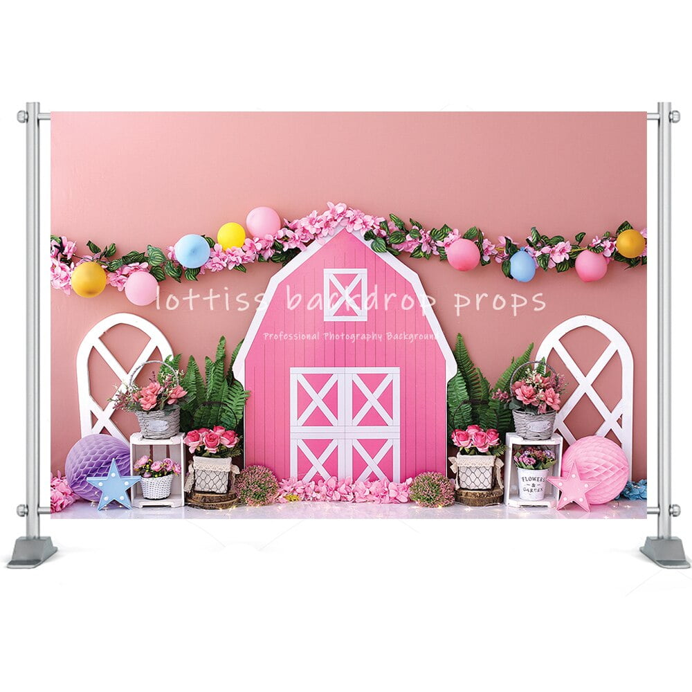 Spring Garden Barn Door Photography Backdrop Bunny Flowers Wooden ...