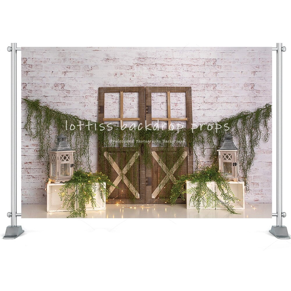 Spring Garden Barn Door Photography Backdrop Bunny Flowers Wooden ...