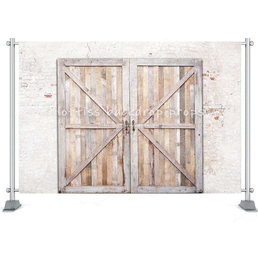 Spring Garden Barn Door Photography Backdrop Bunny Flowers Wooden ...