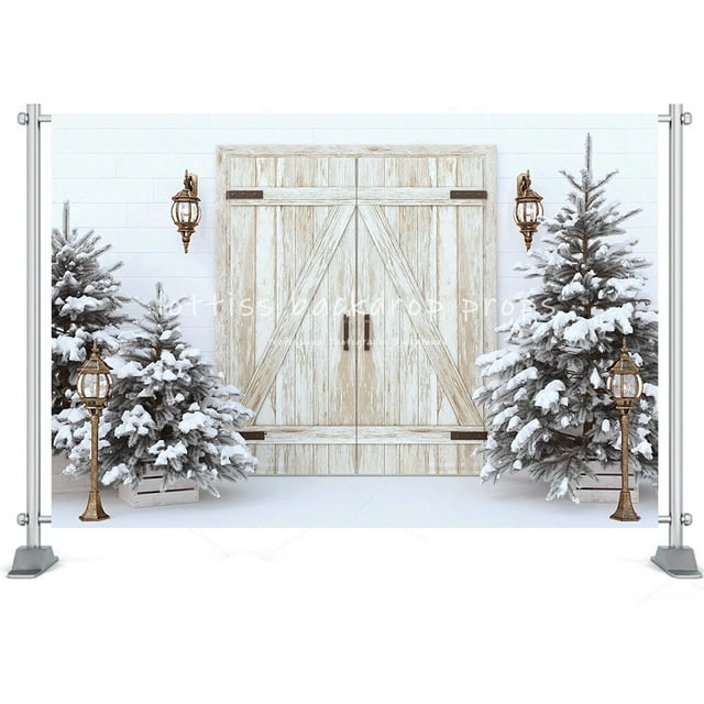 Spring Garden Barn Door Photography Backdrop Bunny Flowers Wooden ...