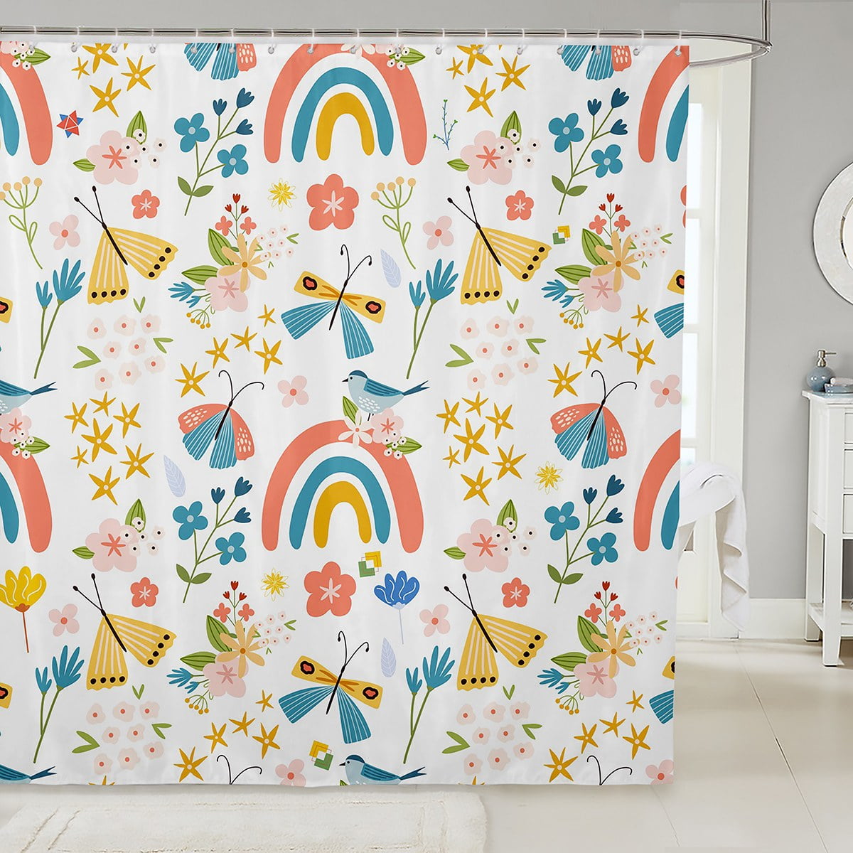 Spring Garden Bath Curtain Colorful Flowers Shower Curtain Chic ...