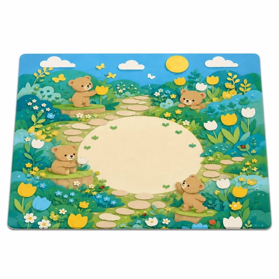 Spring Garden Bear Cub Rectangle Rug for Kids Room Autumn - Walmart.com