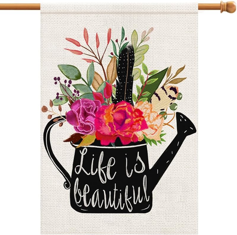 Spring Garden Flag 12x18 Inch Double Sided Burlap, Seasonal Flower ...