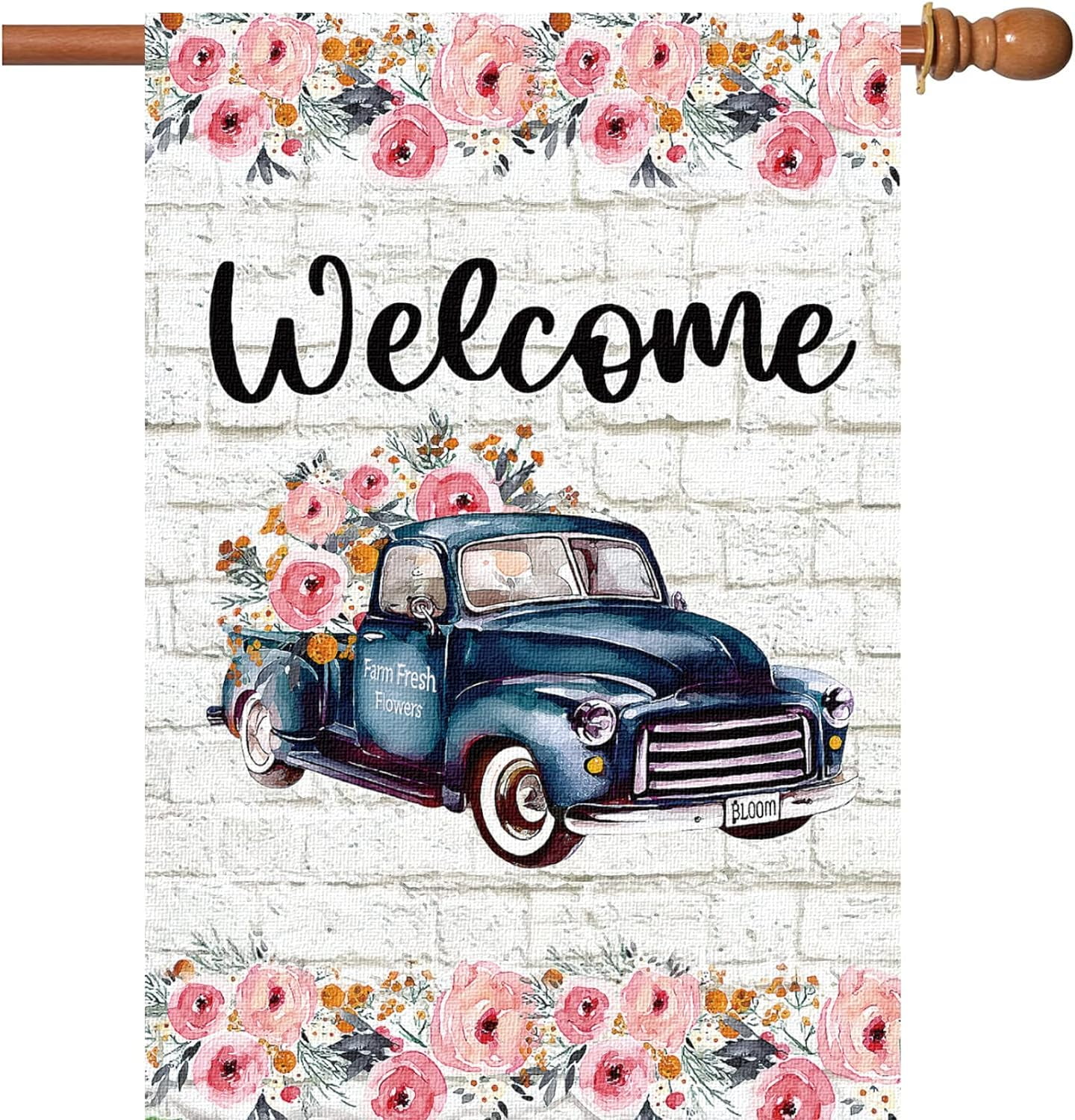 Spring Garden Flag 12x18 Inch Double Sided Burlap Welcome Floral ...