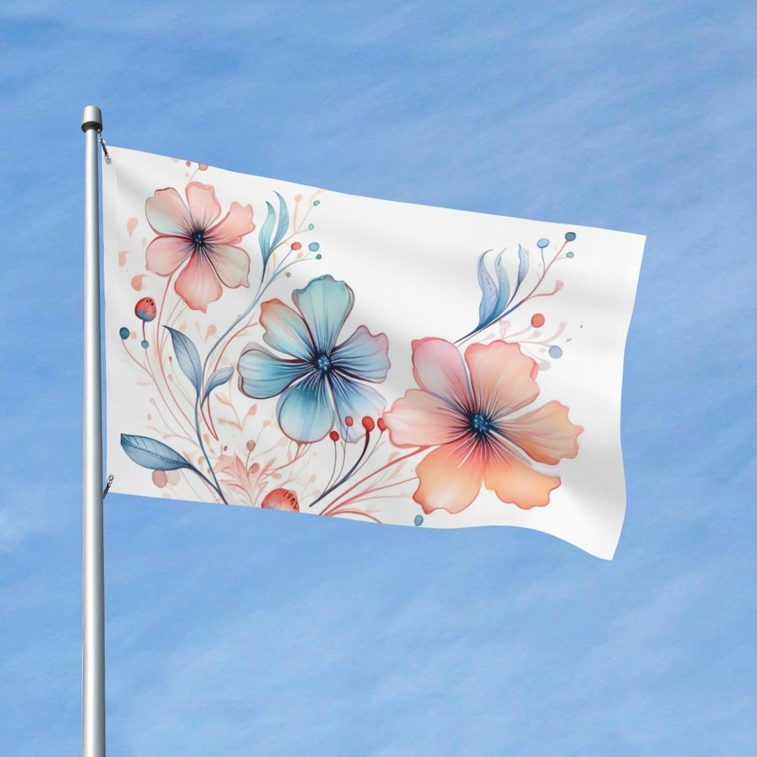 Spring Garden Flag 4.85x8 ft Cute Watercolor Flowers Garden Flags for ...