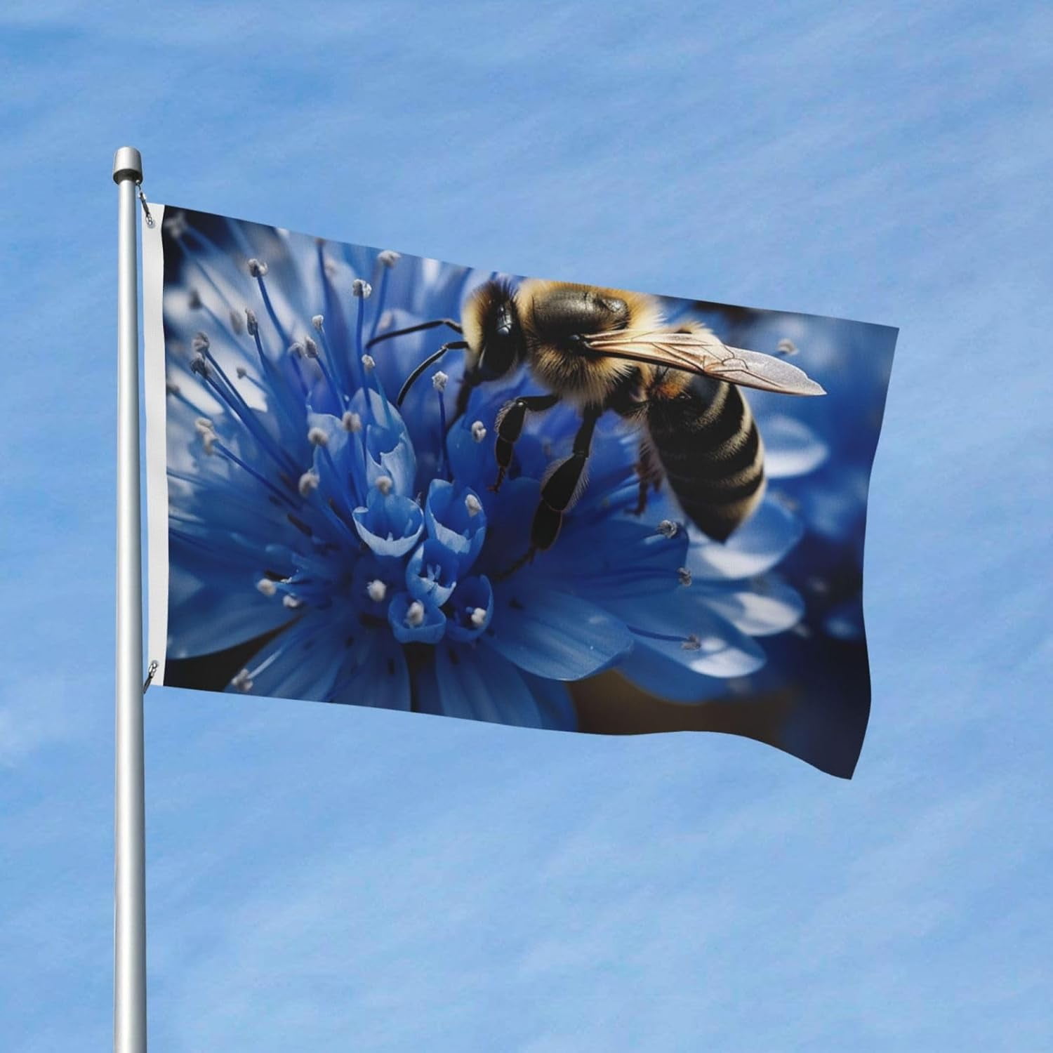 Spring Garden Flag 4x6 ft Blue Flower Bee Garden Flags for Outside ...