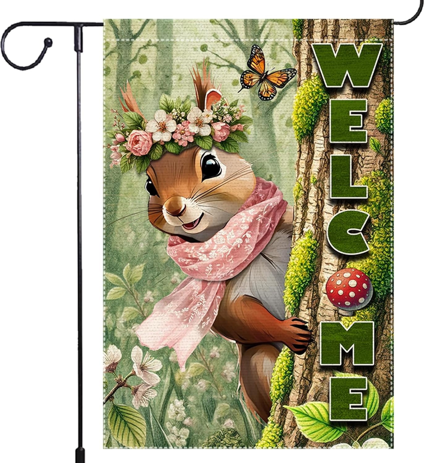 Spring Garden Flag Decorations 12x18inch Burlap Double Sided Squirrel ...