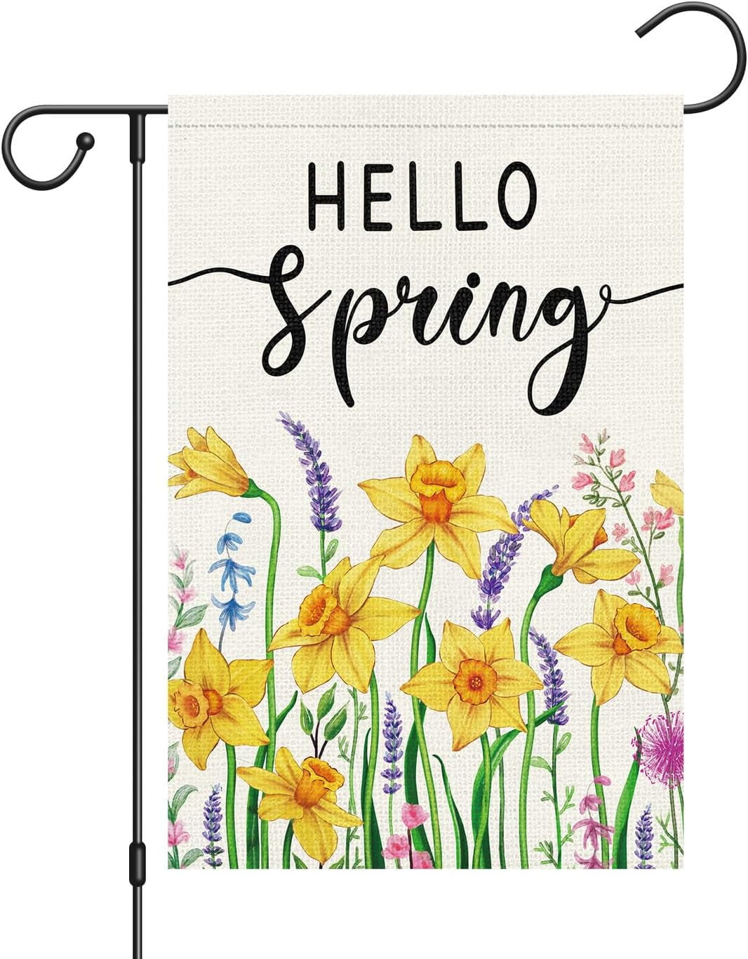 Spring Garden Flag Double Sided Vertical, Burlap Small Daffodil Floral ...